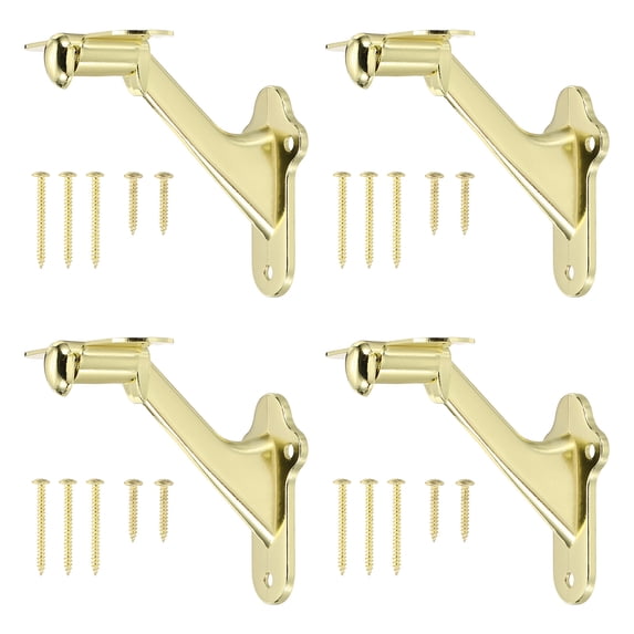 4Pack Gold Handrail Bracket, 3 Inch Heavy Duty Stair Railing Brackets ...