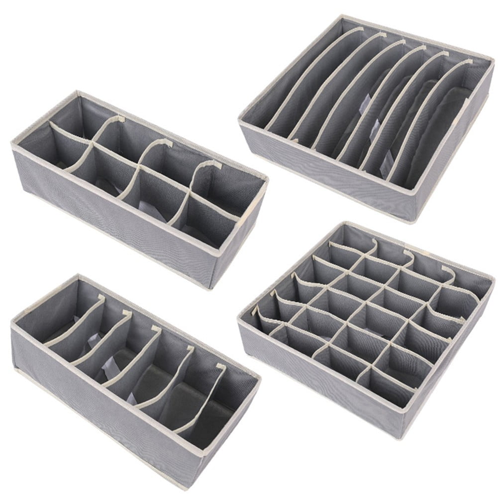 4Pack Gray Underwear Drawer Organizers for Ties,Bras,Scarves,Makeup ...