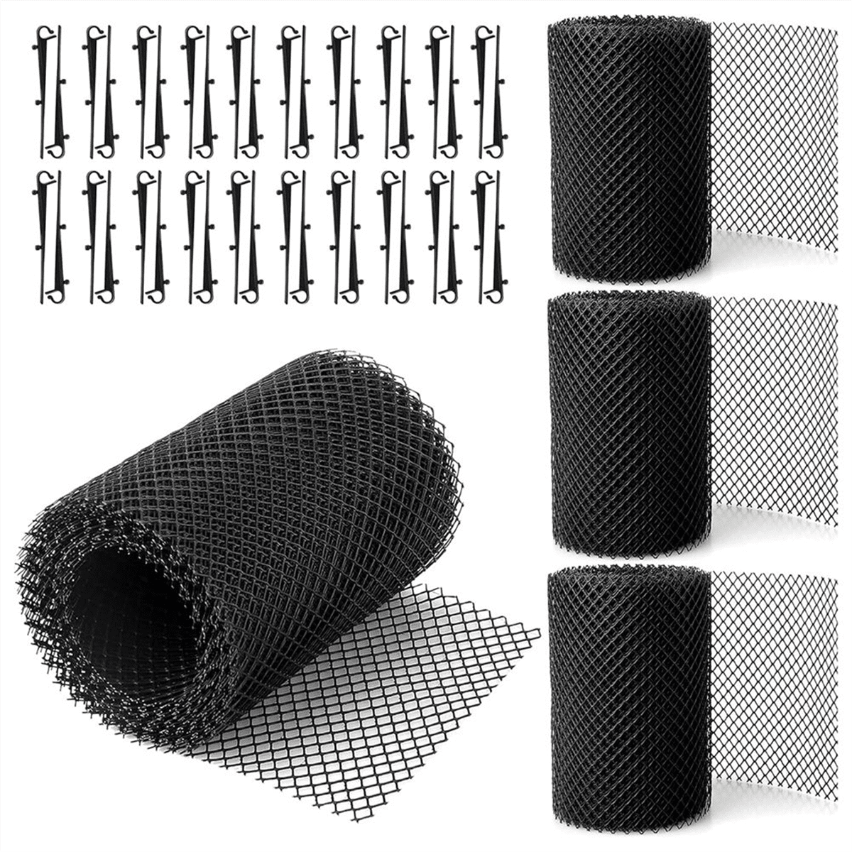 4Pack Gutter Guard Mesh Rolls, 20 Feet Gutter Leaf Guards with 40 Clip ...
