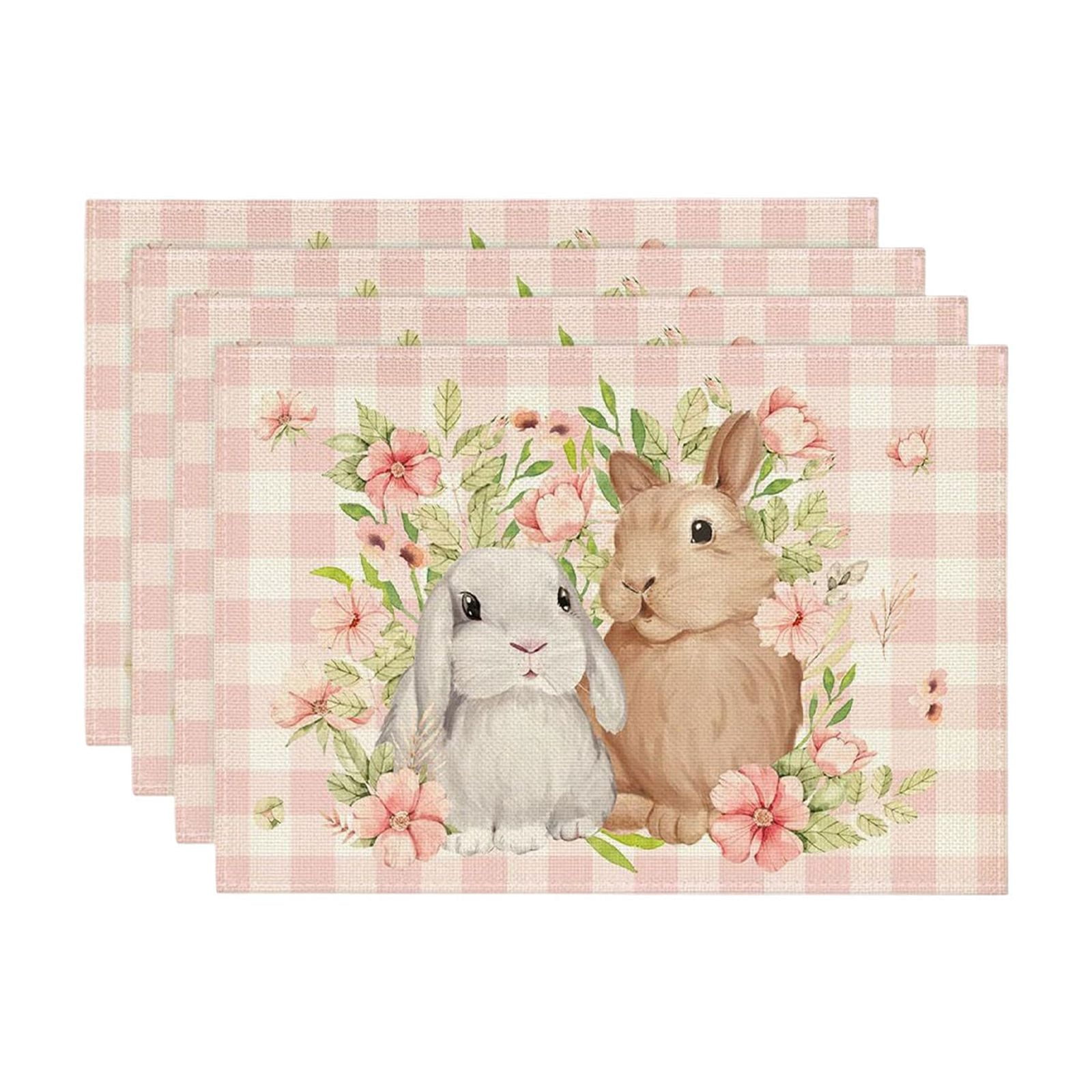 4Pack Happy Easter Placemats Pink, Plastic Table Mats Seasonal Spring ...