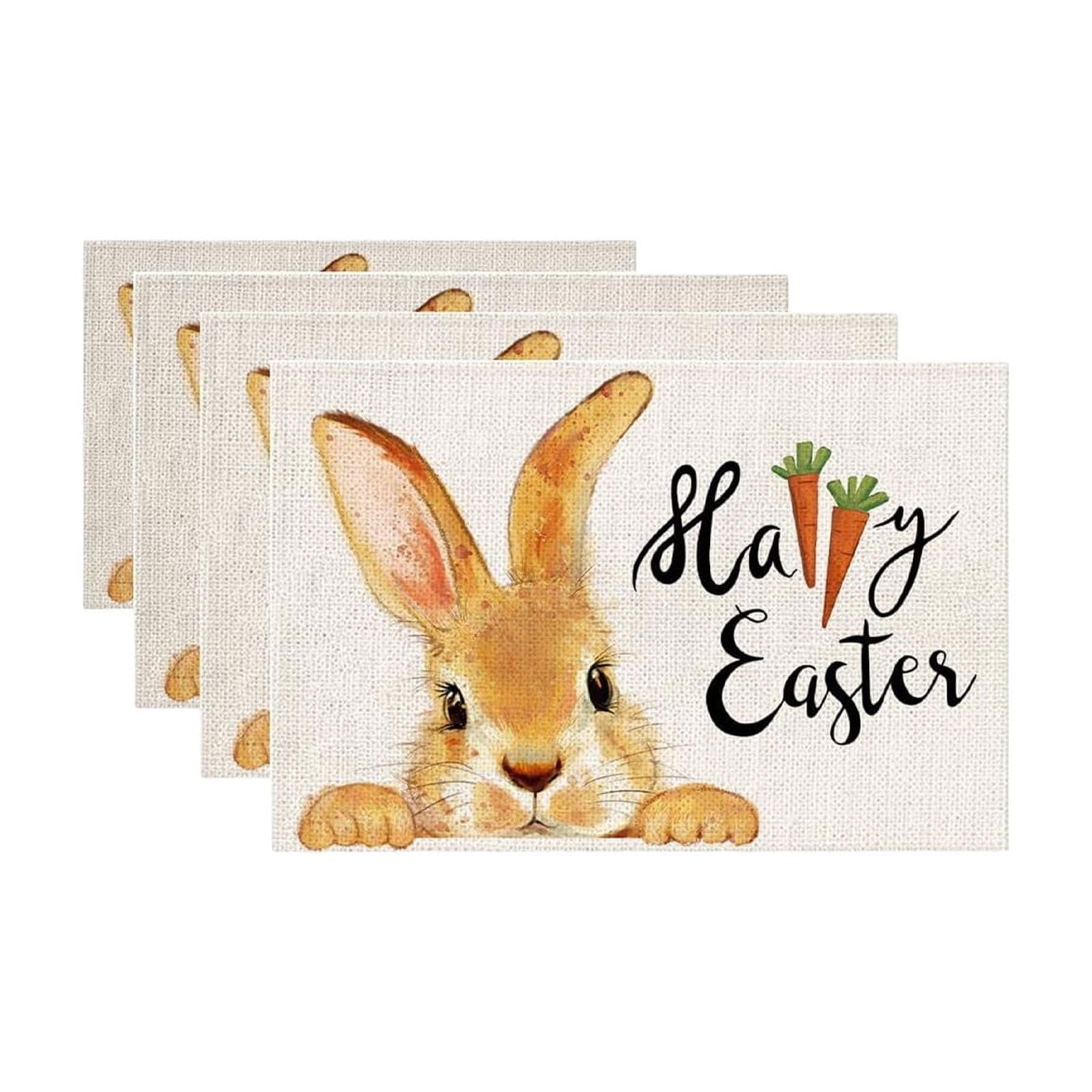4Pack Happy Easter Placemats White, Plastic Table Mats Seasonal Spring ...