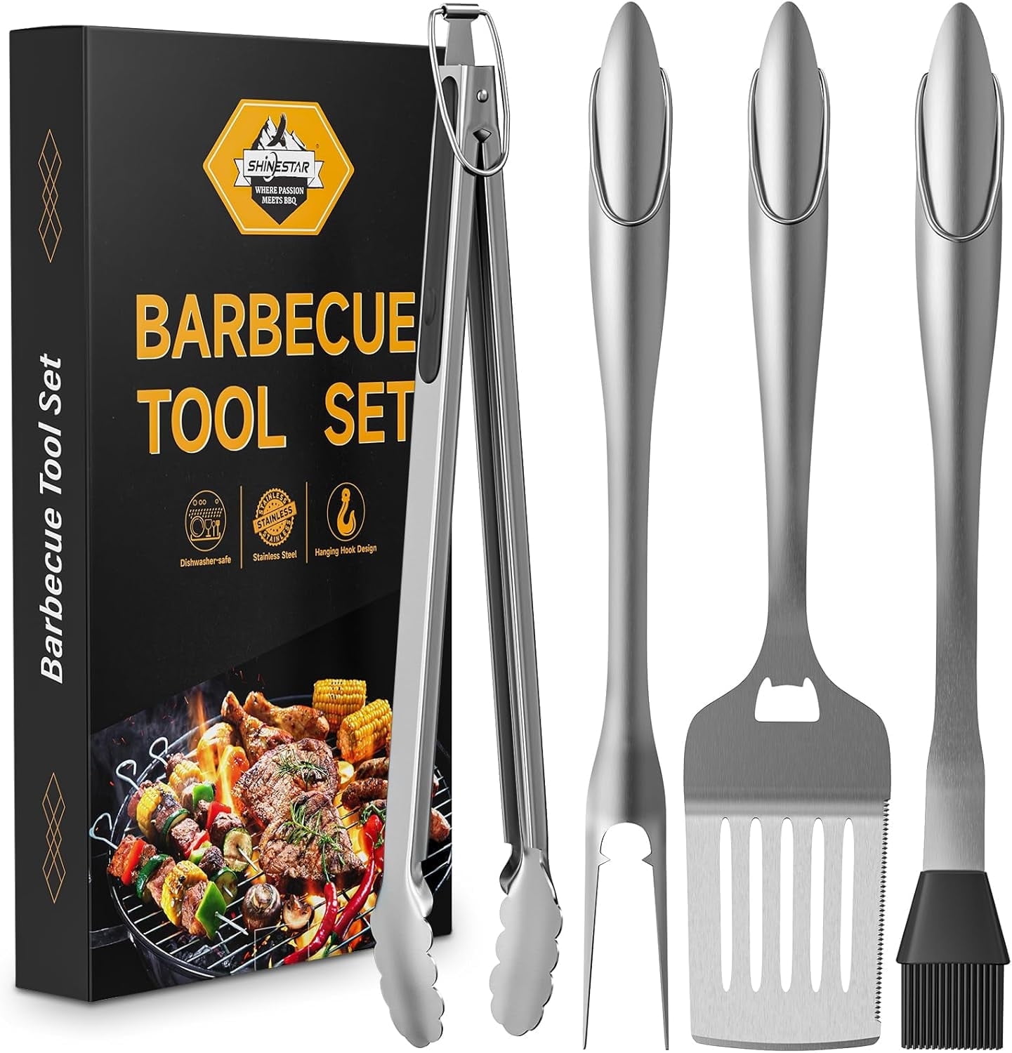 4Pack Heavy Duty Grill Tools Set, Stainless Steel Grilling Accessories ...
