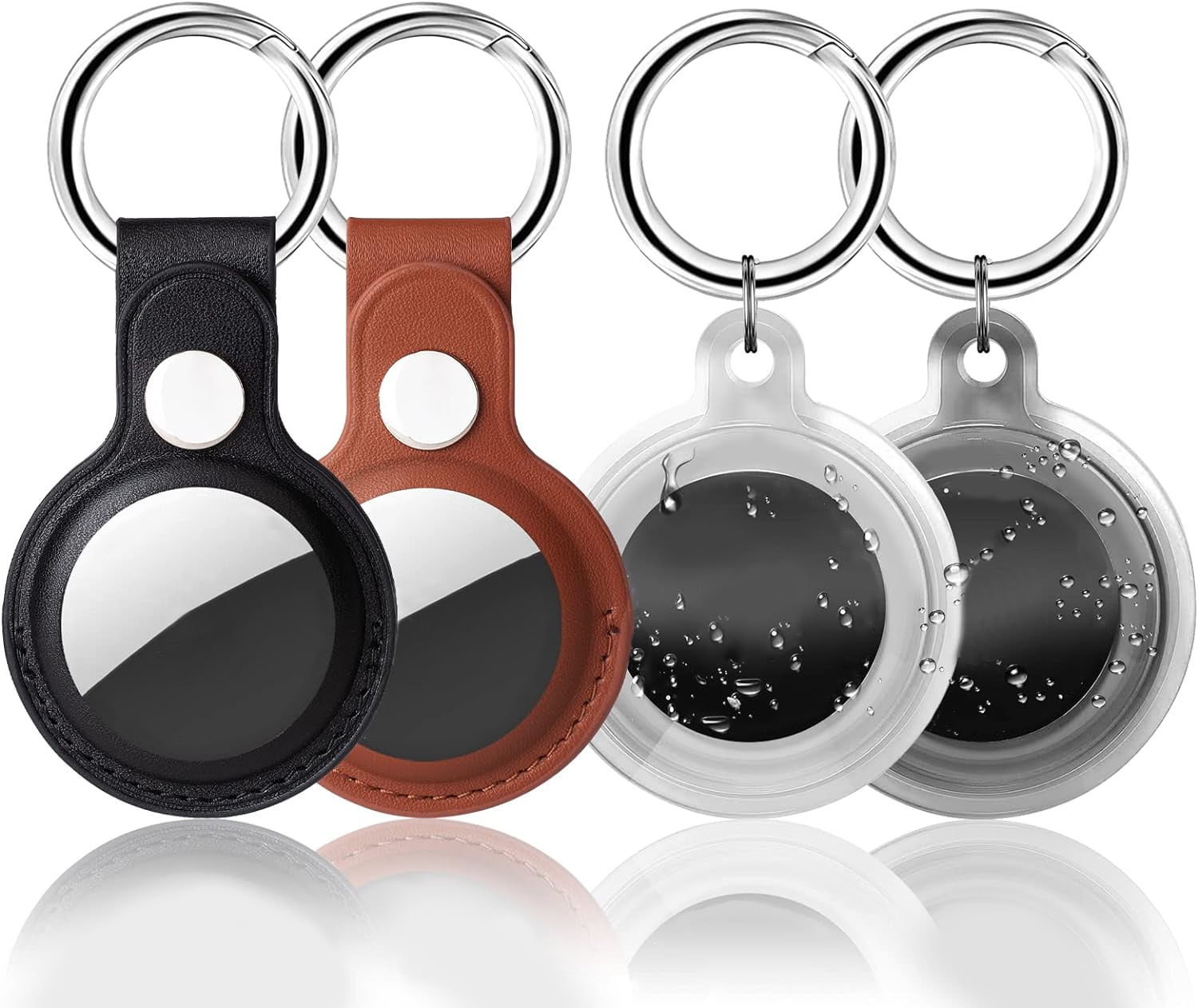 4Pack Holder Compatible for Air tag , IPX8 Waterproof Plastics＆Leather Protective Anti-Scratch ...