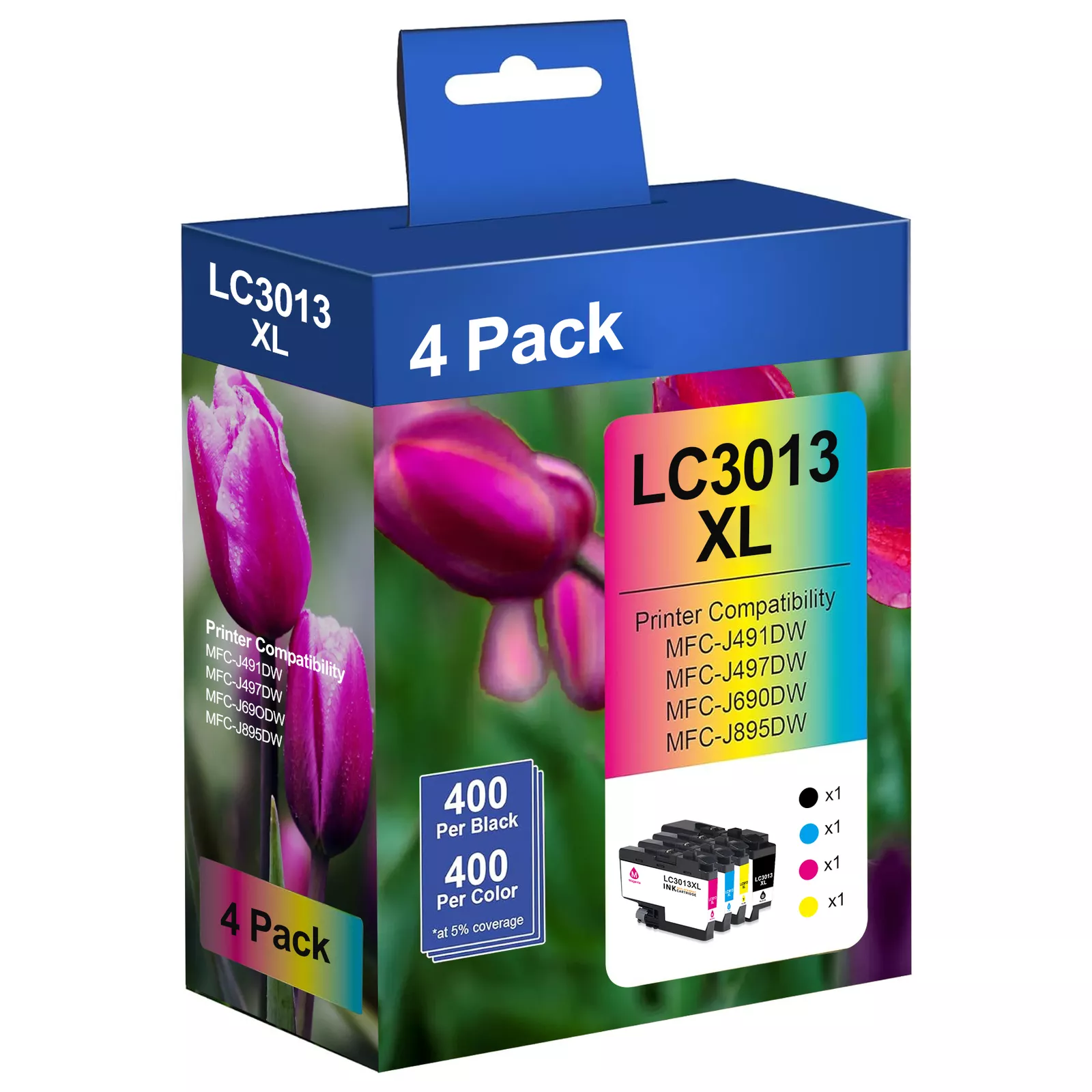 4Pack LC3013 LC3011 Ink Cartridge replacement for Brother MFC-J491DW ...