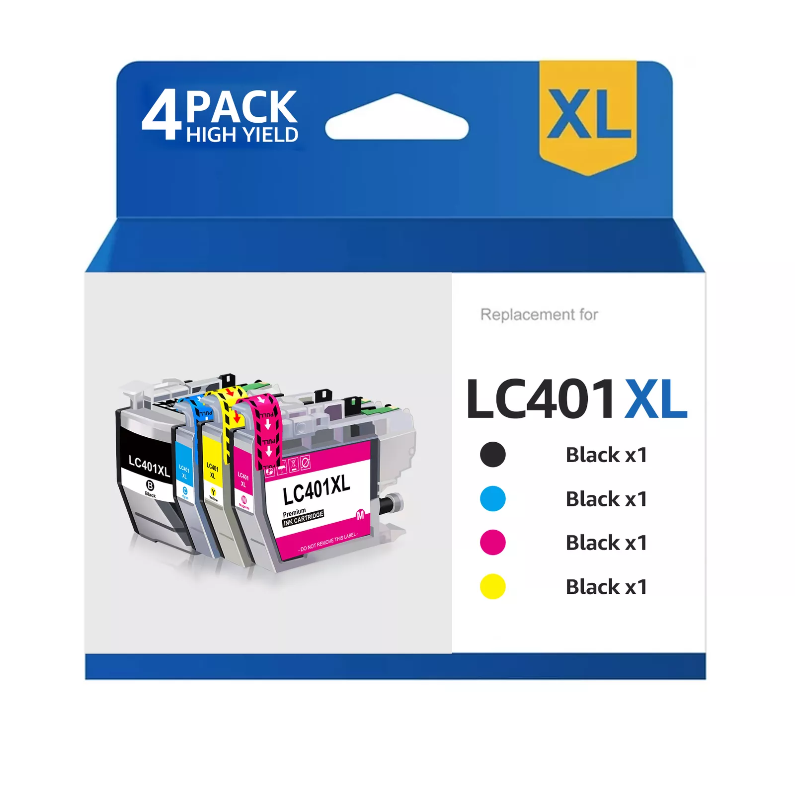 4Pack LC401 XL Ink Cartridge compatible for Brother MFC-J1012DW MFC ...