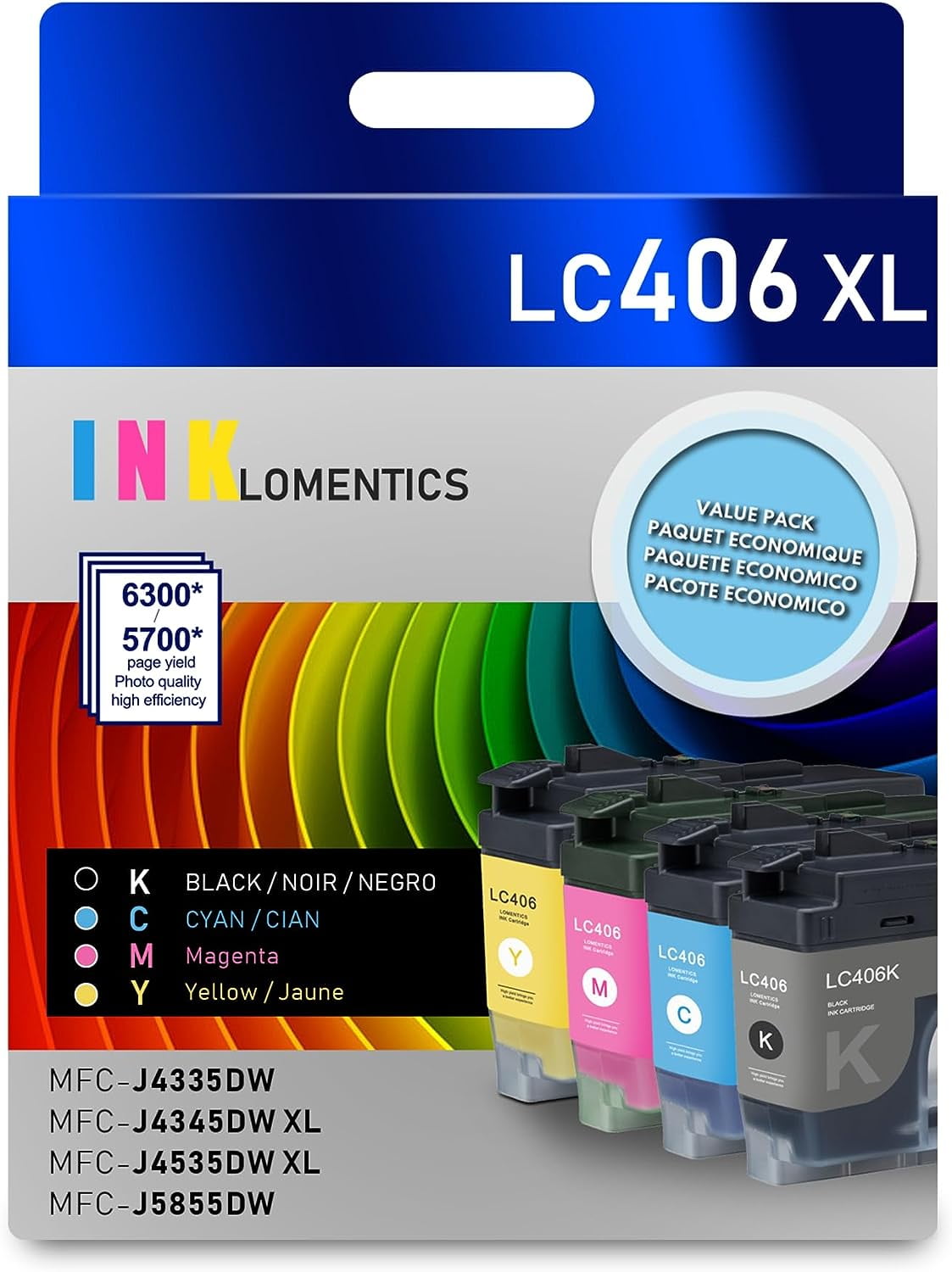 4Pack LC406XL Ink Cartridges(1BK/1C/1M/1Y) - LC406BK LC406C LC406M ...