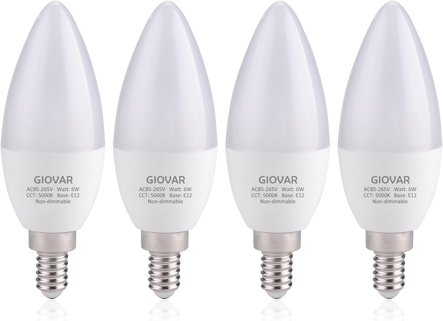 4Pack LED Celing Fan Light Bulbs 60 Watt, Daylight 5000K, E12 ...