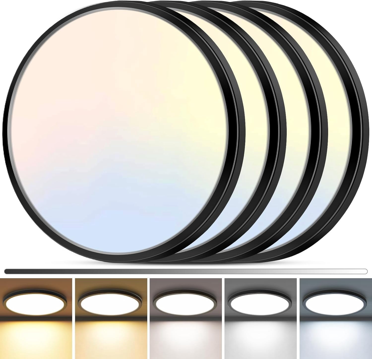 4Pack LED Flush Mount Ceiling Light, 12 Inch 24W Dimmable Round Ceiling ...
