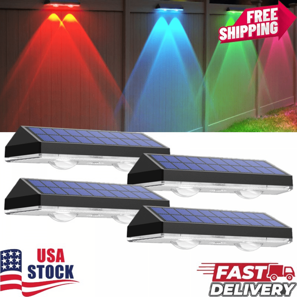 4Pack LED Solar Power Fence Lights Weatherproof Outdoor Solar Lights ...