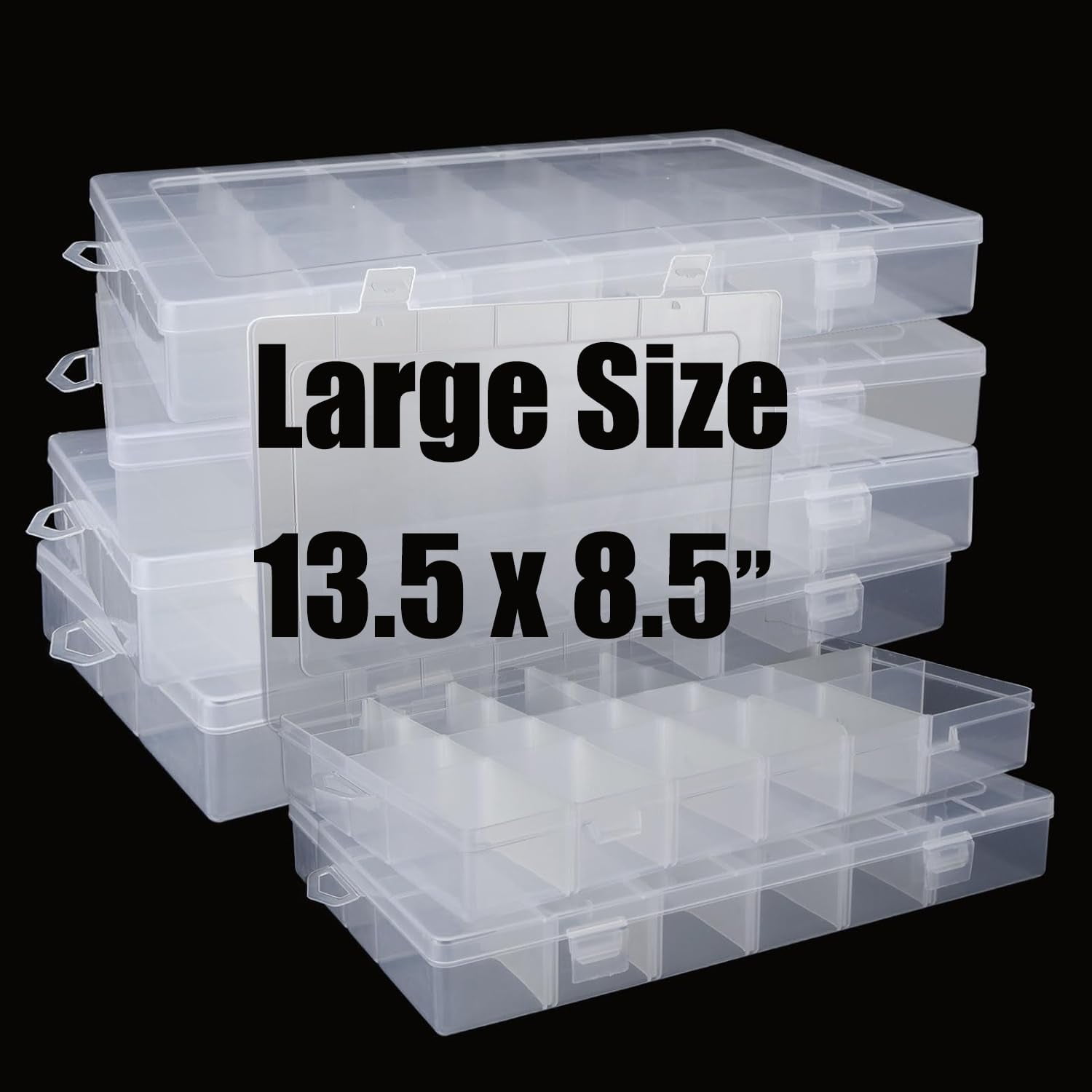 4Pack Large 24 Grids Plastic Organizer Box with 24 Compartment ...