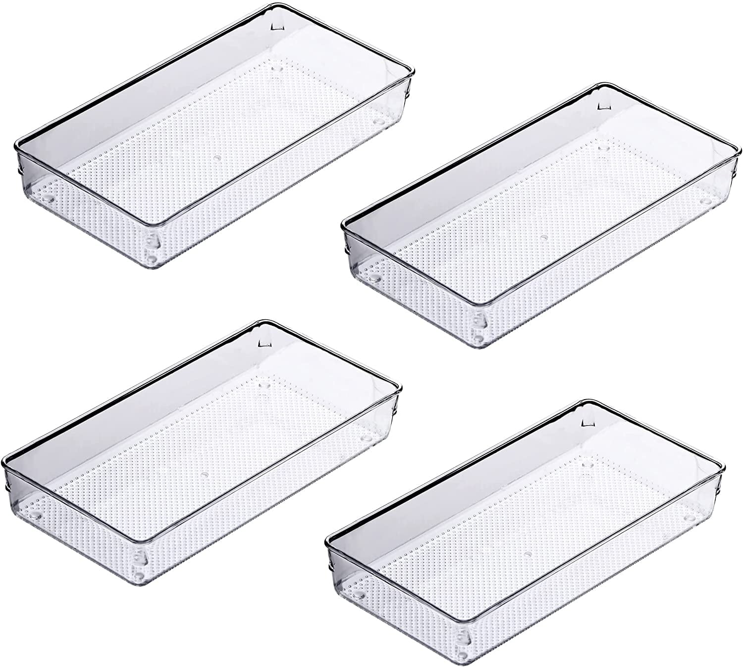 4Pack Large Size Clear Plastic Desk Drawer Dividers Drawer Organizer ...