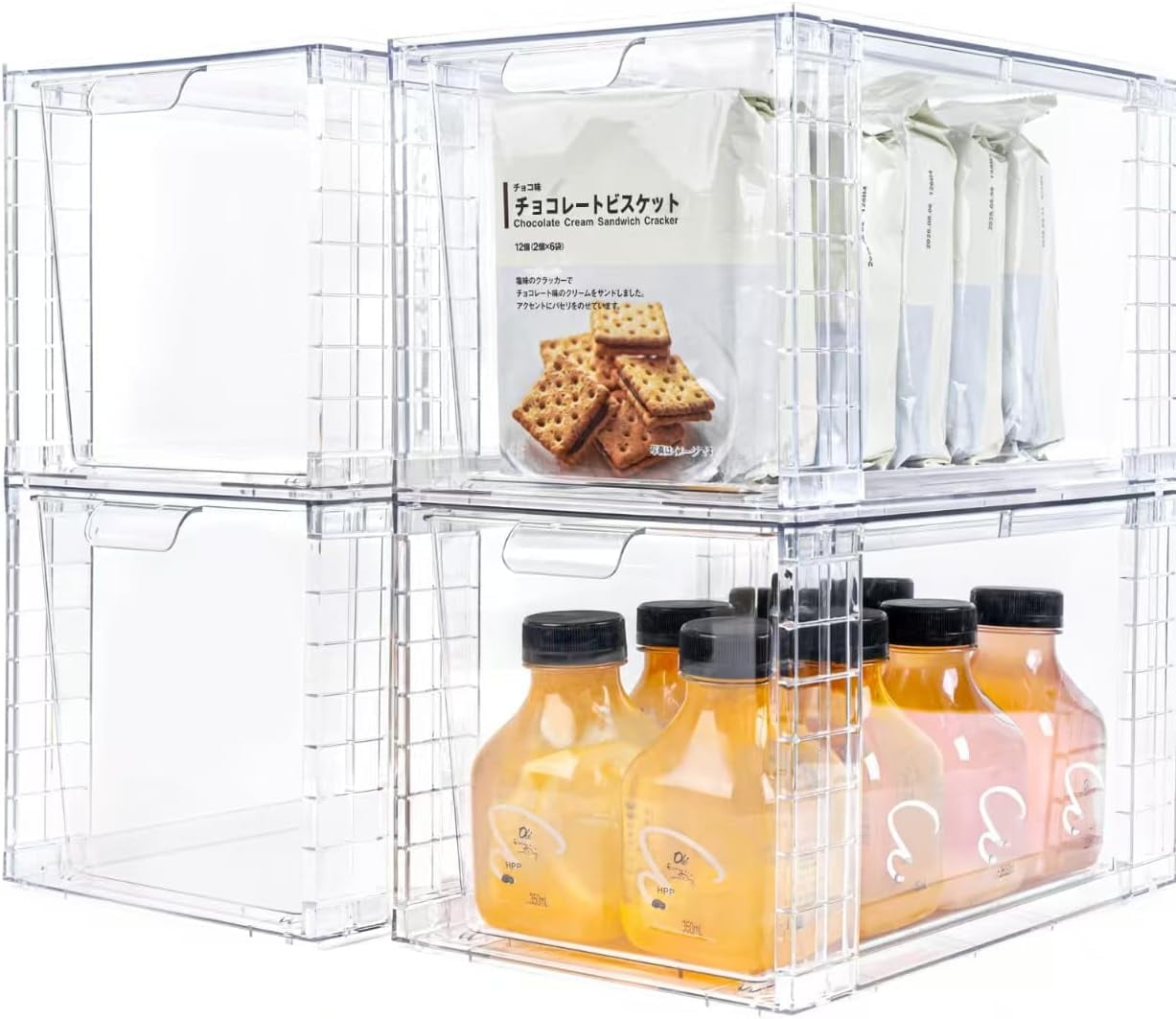 4Pack Large Stackable Storage Drawers,Clear Acrylic Organizers with ...