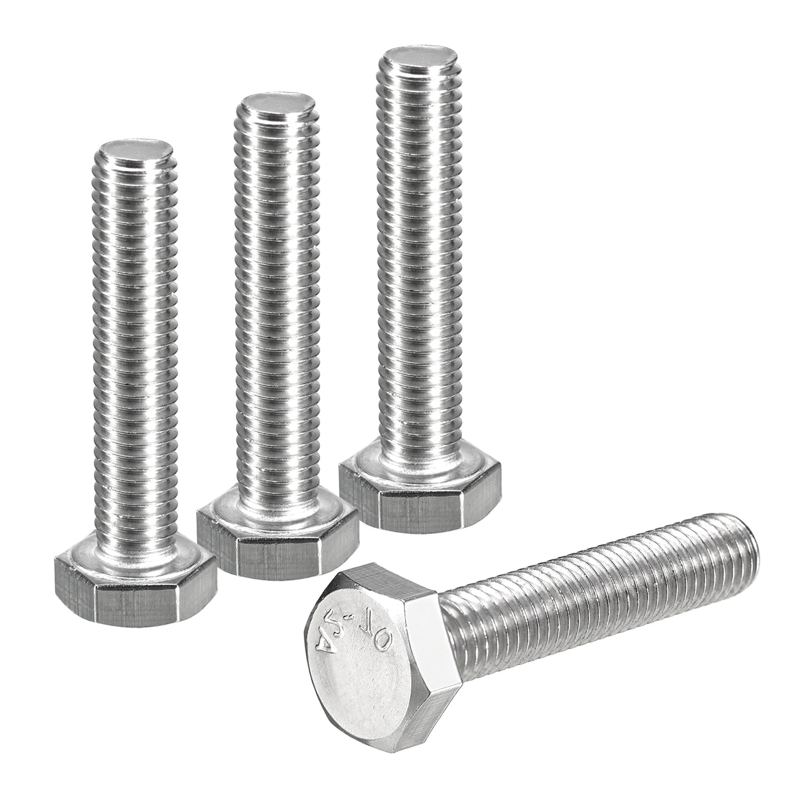 4Pack M10-1.5 x 50mm Left Hand Hex Head Bolt, 304 Stainless Steel ...