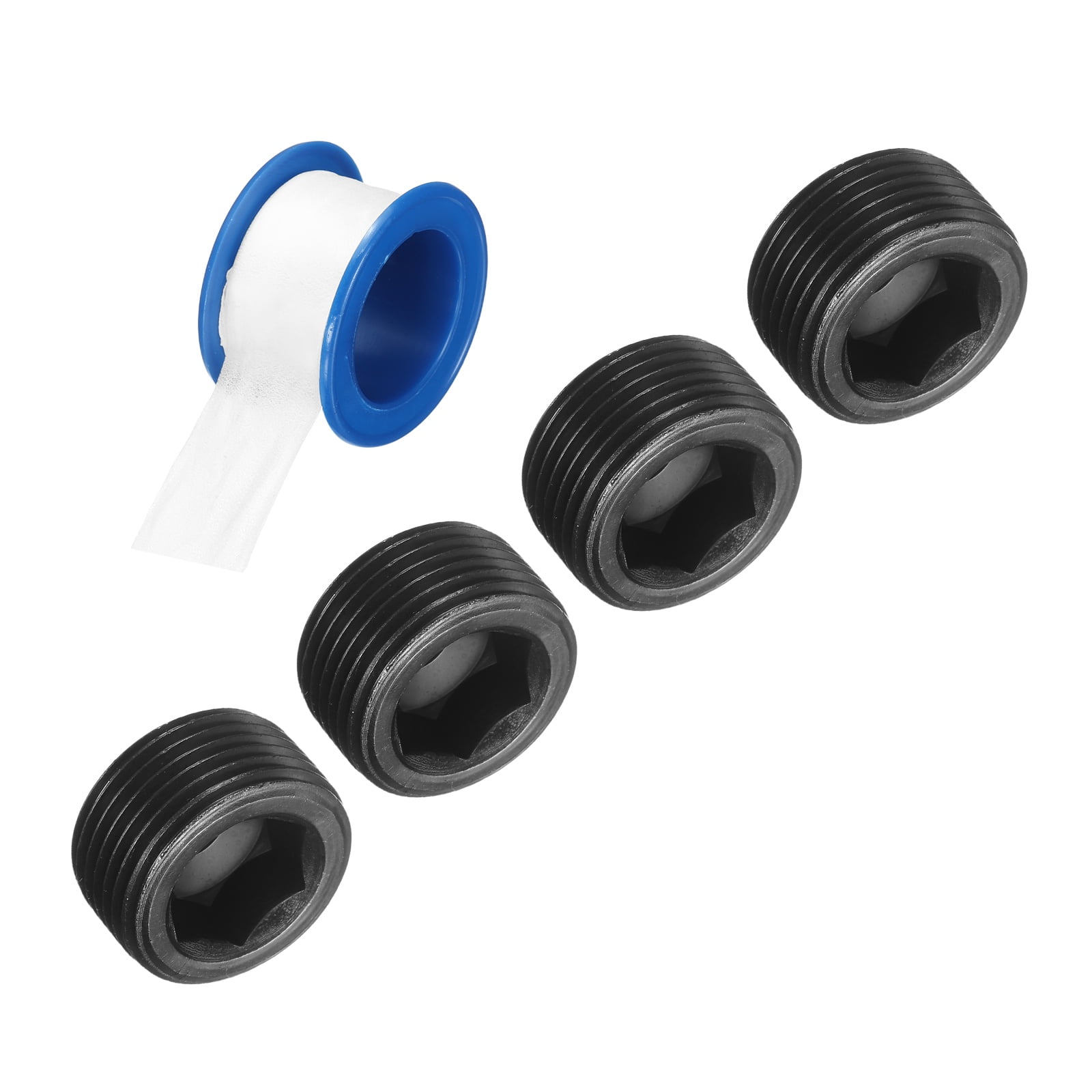 4Pack M22x1.5x12 Carbon Steel Pipe Plug Fitting, Male Internal Hex ...