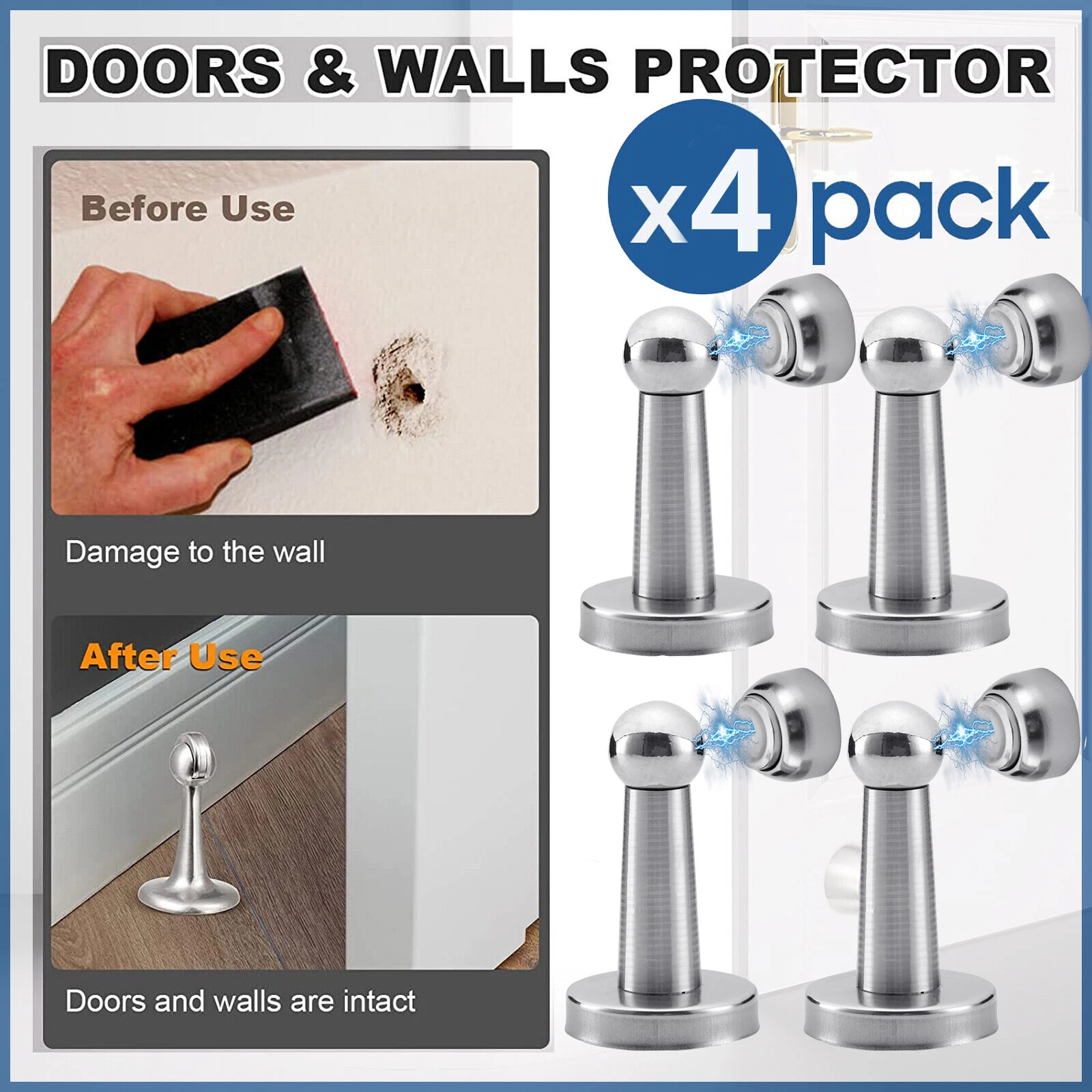 4Pack Magnetic Door Stopper Catch Holder Home Safety Guard Office ...