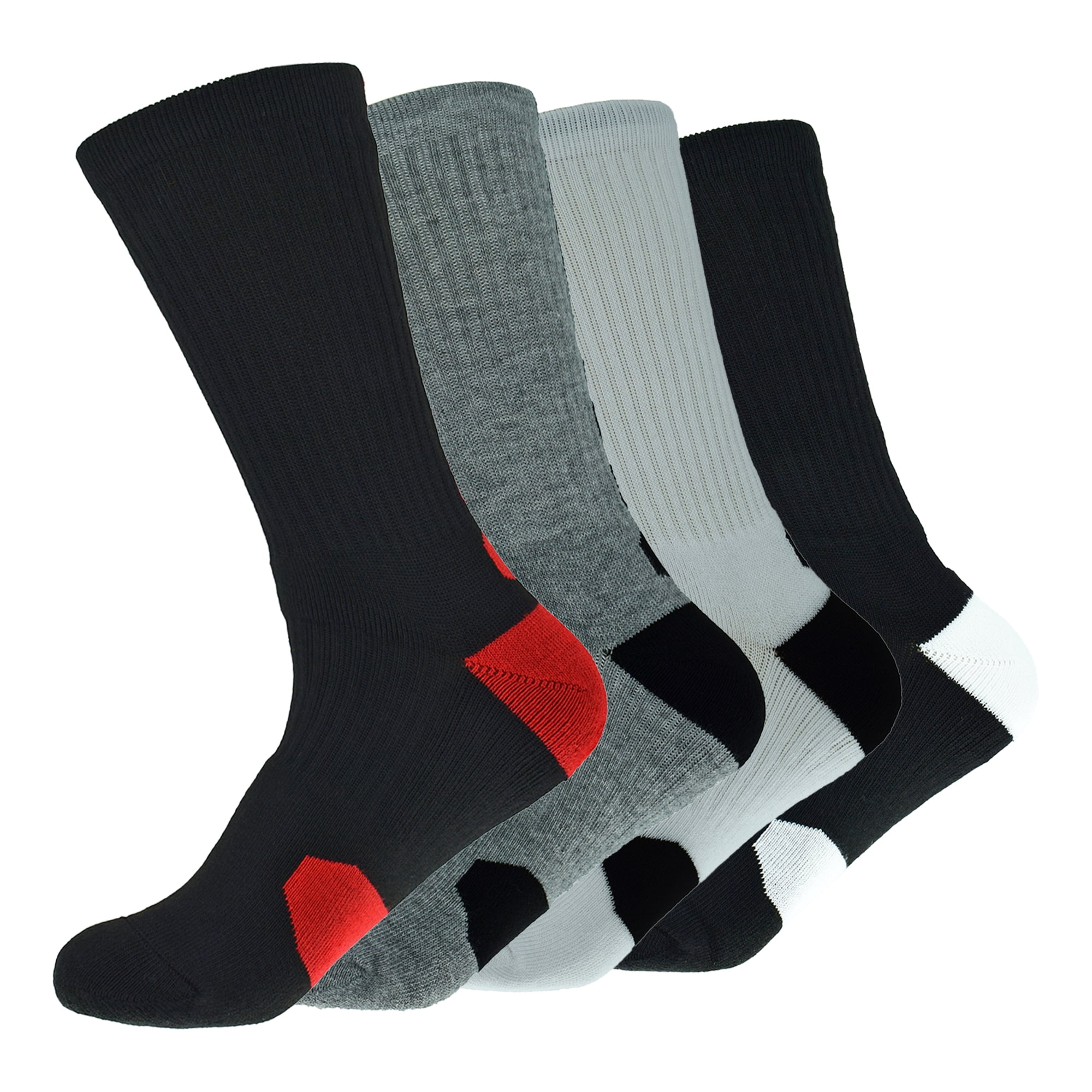 4Pack Mens Boys Wicking Long Athletic Socks, Outdoor Sports, Basketball, Hiking, Mid-Calf Crew ...