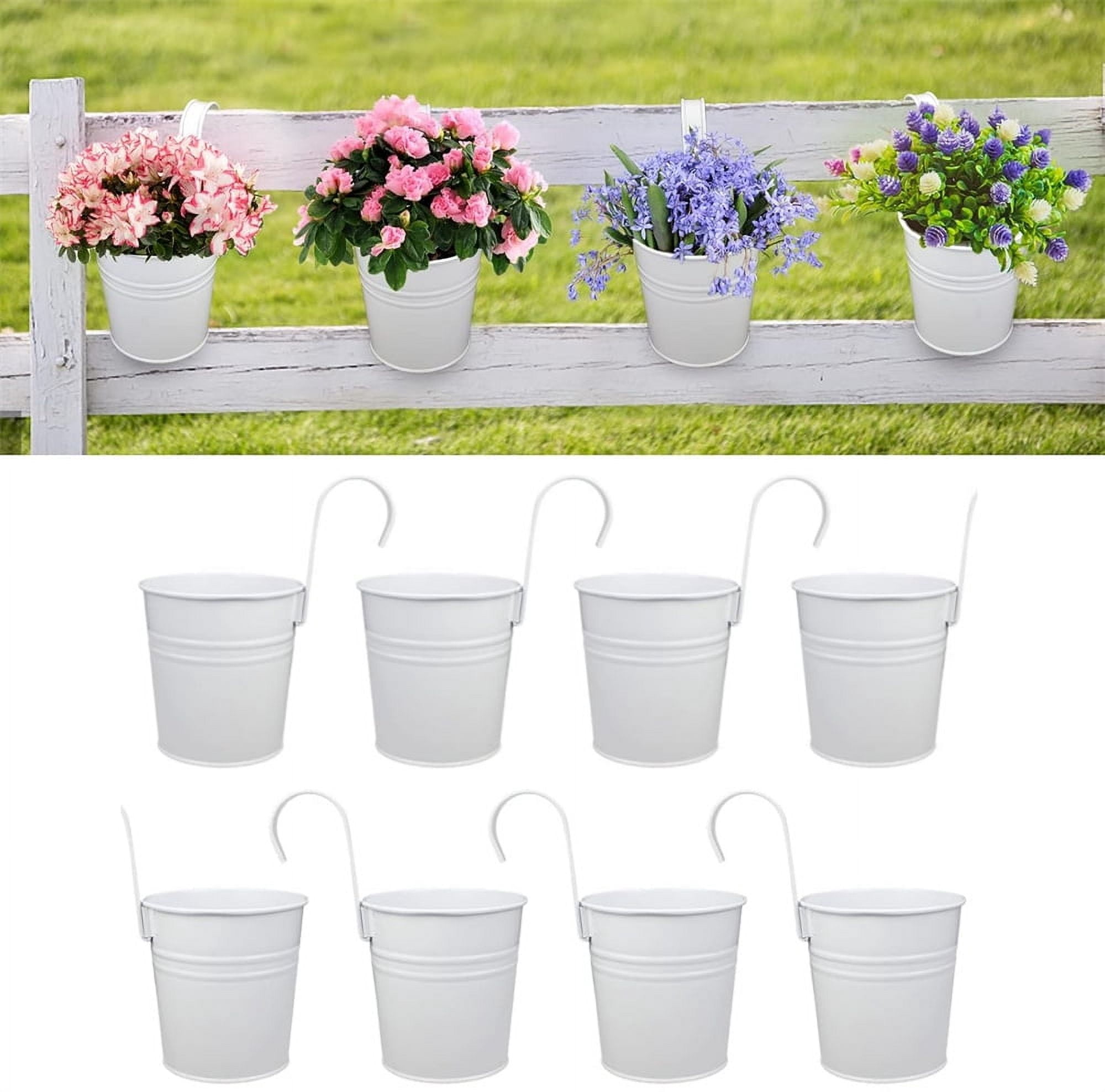 4Pack Metal Buckets Hanging Planters,Outdoor Indoor Flower Pots with ...