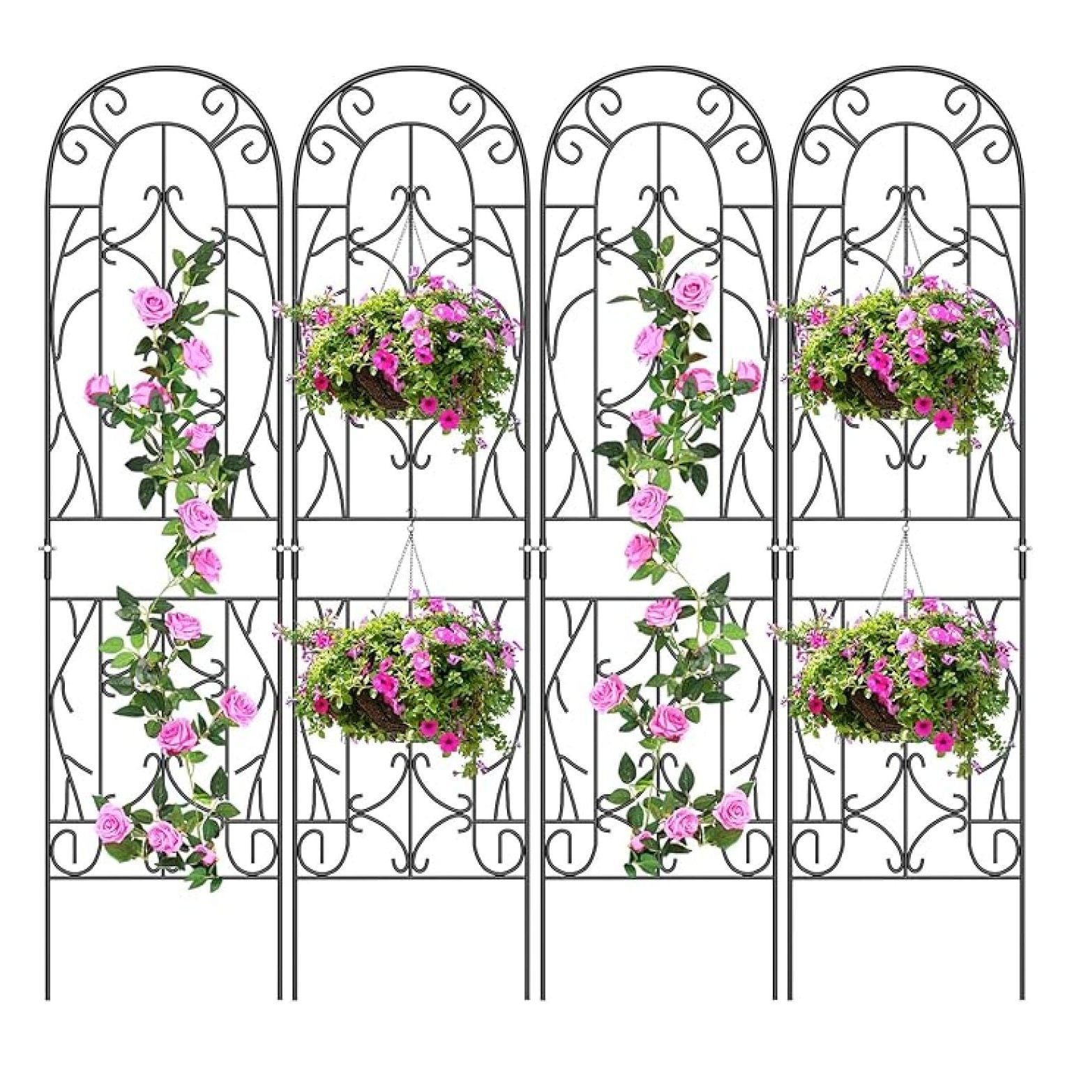 4Pack Metal Garden Trellis for Climbing Plants Outdoor, Metal Plant ...