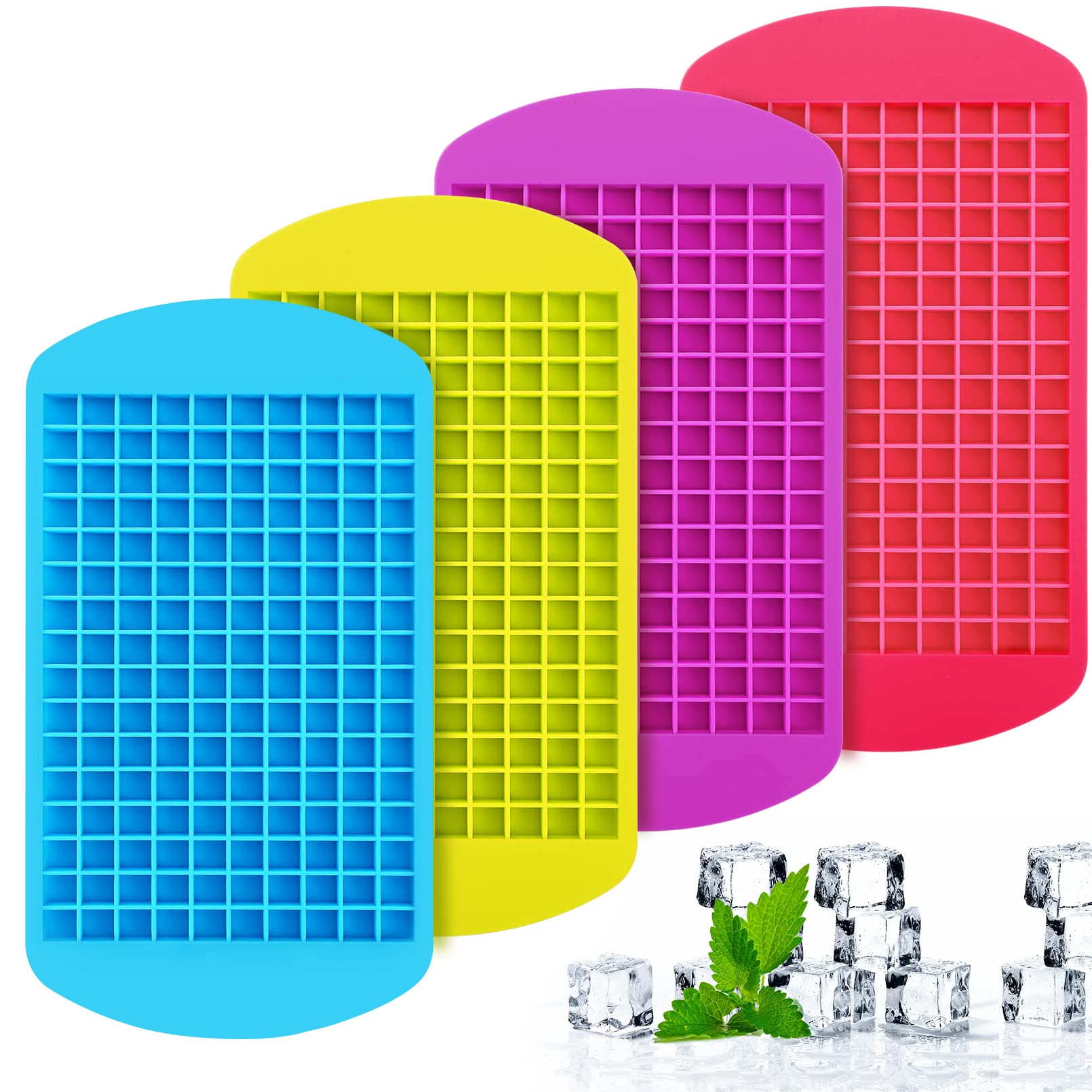 4Pack Mini Ice Cube Trays,640 Silicone Small Ice Cube Molds,Flexible ...