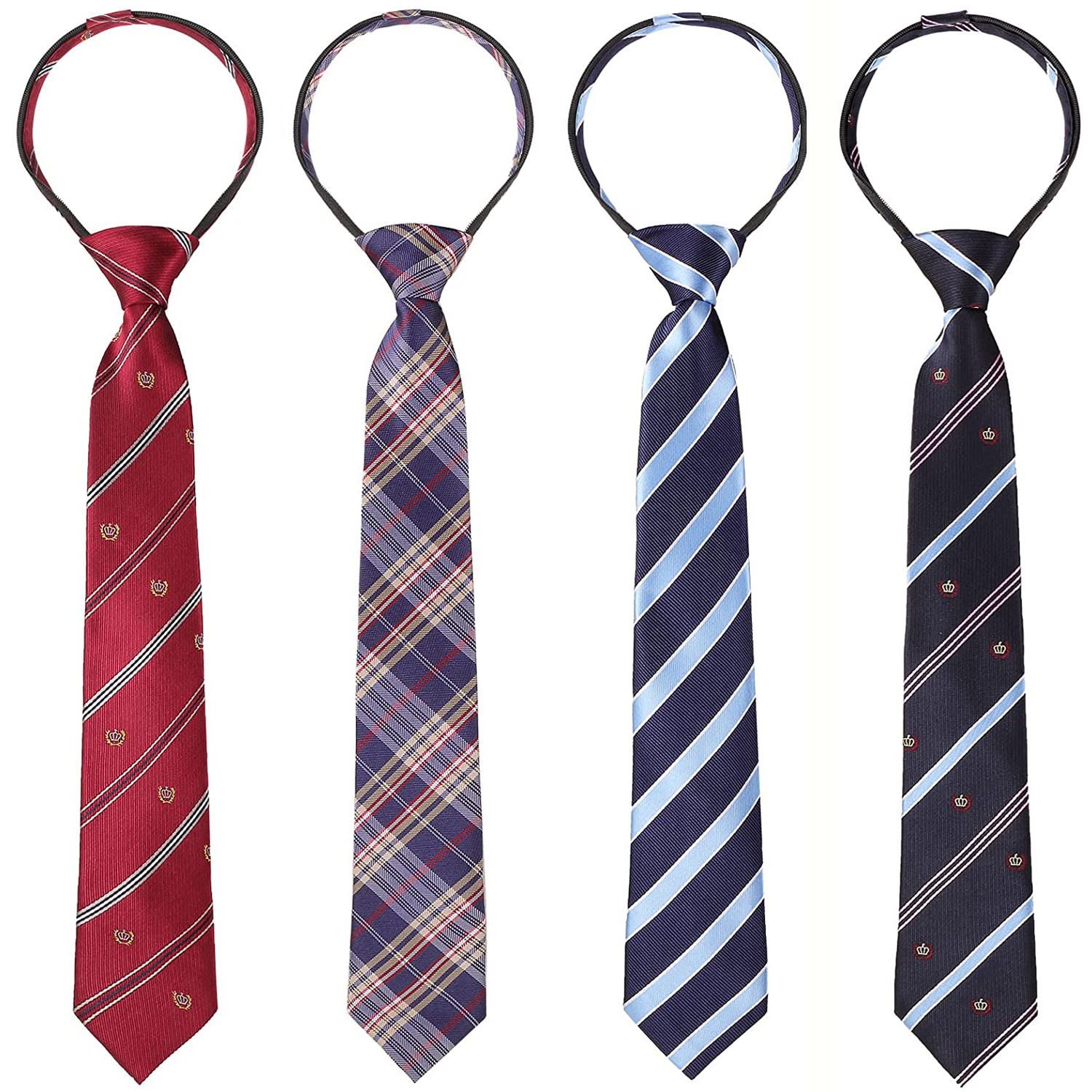 4Pack New Boys Girls Striped Print Colored Necktie Clip Neck Ties for ...