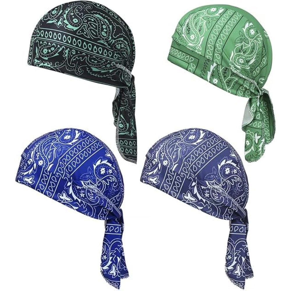 4Pack Paisley Cooling Headscarf Cap Set Bandana Beanie Motorcycle ...