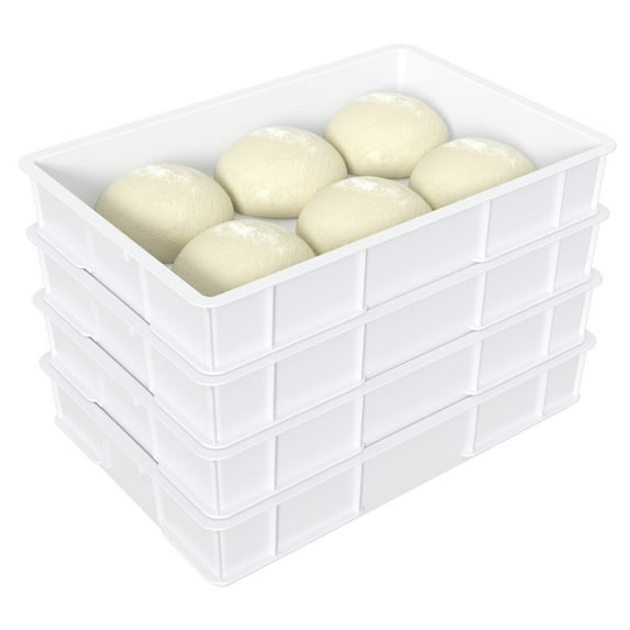 4Pack Plastic Commercial Stackable Pizza Dough Proofing Box Tray ...