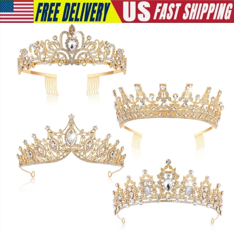 4Pack Queen Crowns for Women Pageant Crown with Combs Princess ...