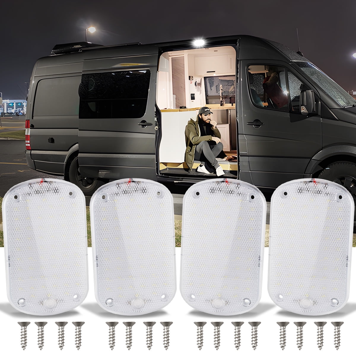 4Pack RV Ceiling Dome Light High Bright 5000 Lumens 60LED Interior ...