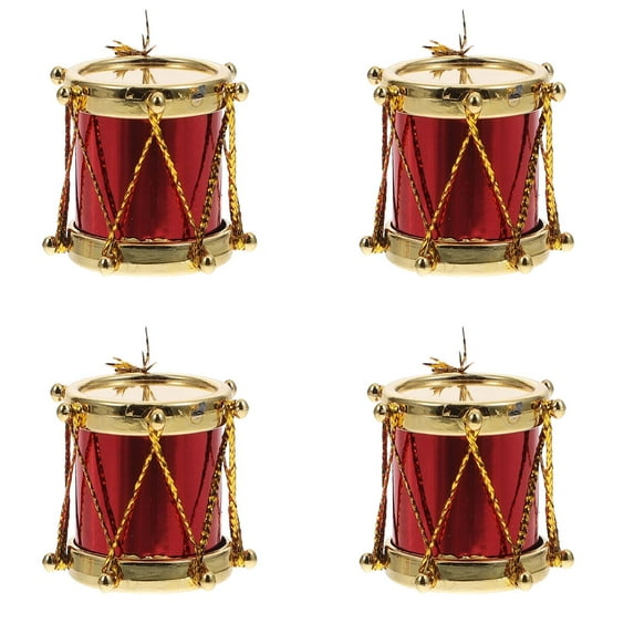 4Pack Red Glitter Mini Drum Christmas Tree Decorations, Desktop ...