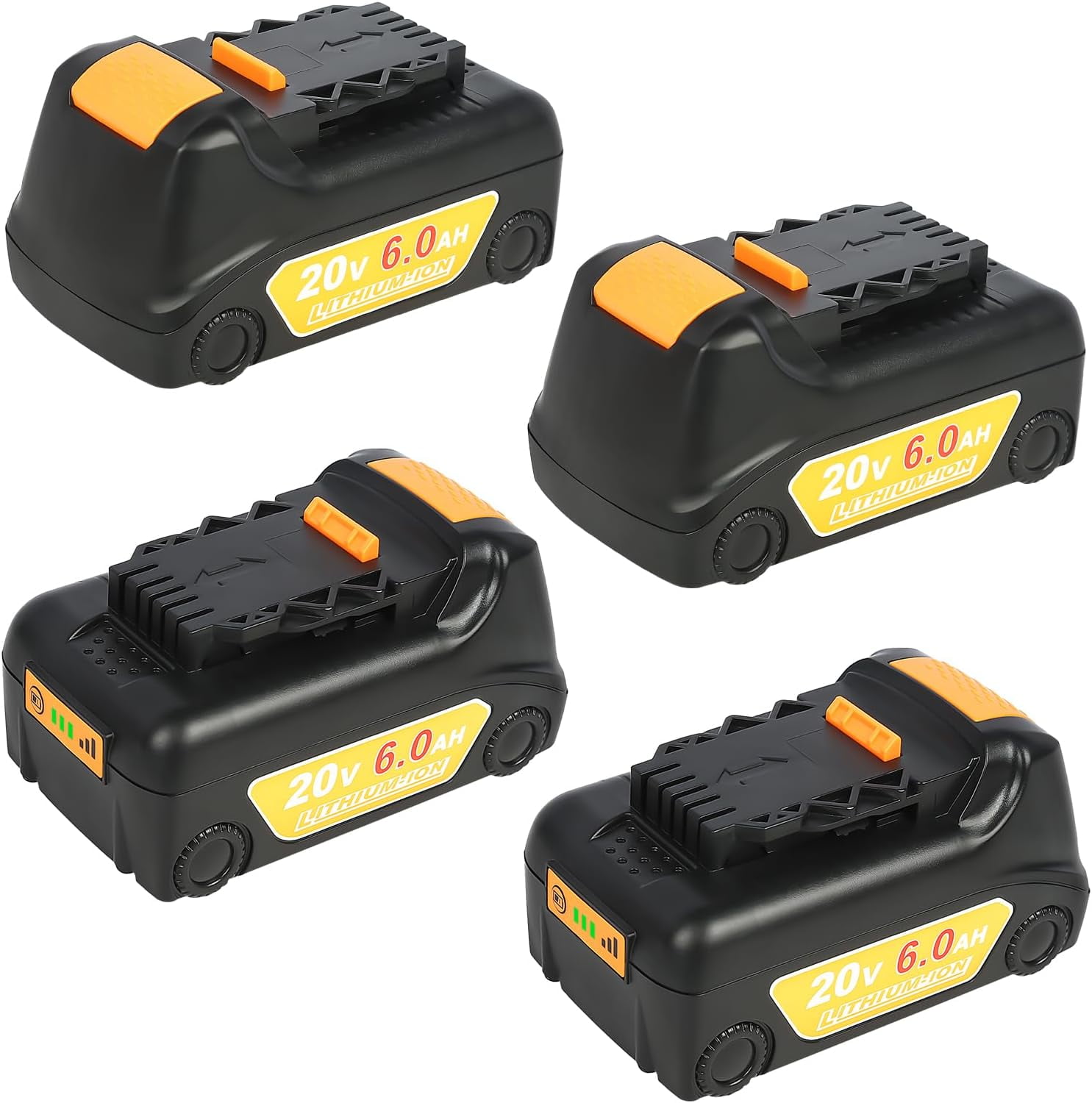 4Pack Replacement Battery for Dewalt 6000mAh 20V Compatible with Dewalt ...