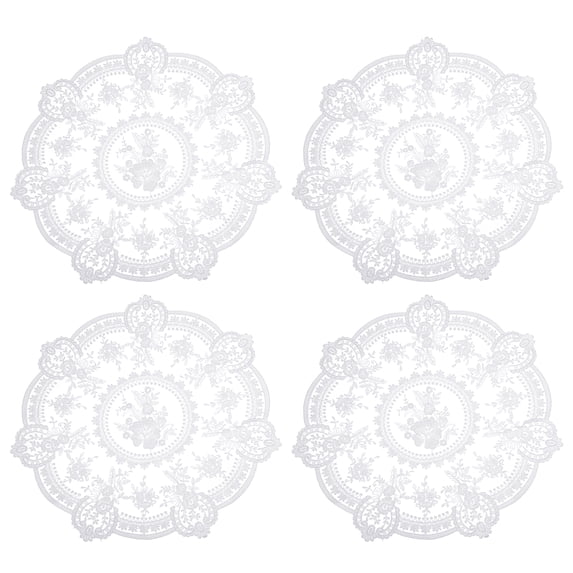 4Pack Retro Lace Placemats 13x13inch Round French Crochet Doilies White ...