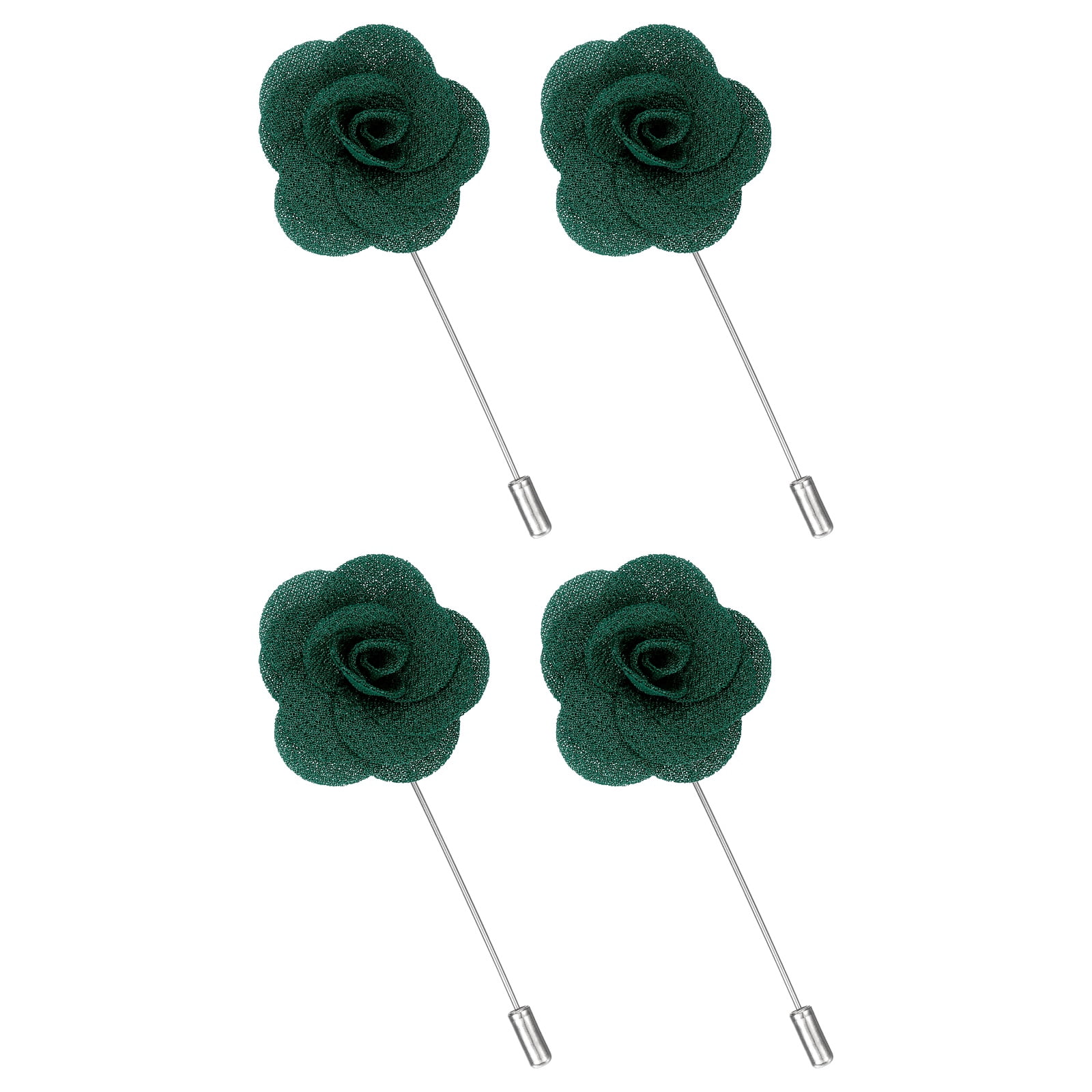 4Pack Rose Lapel Pin for Men, Camellia Satin Flower Lapel Pins, Dark ...
