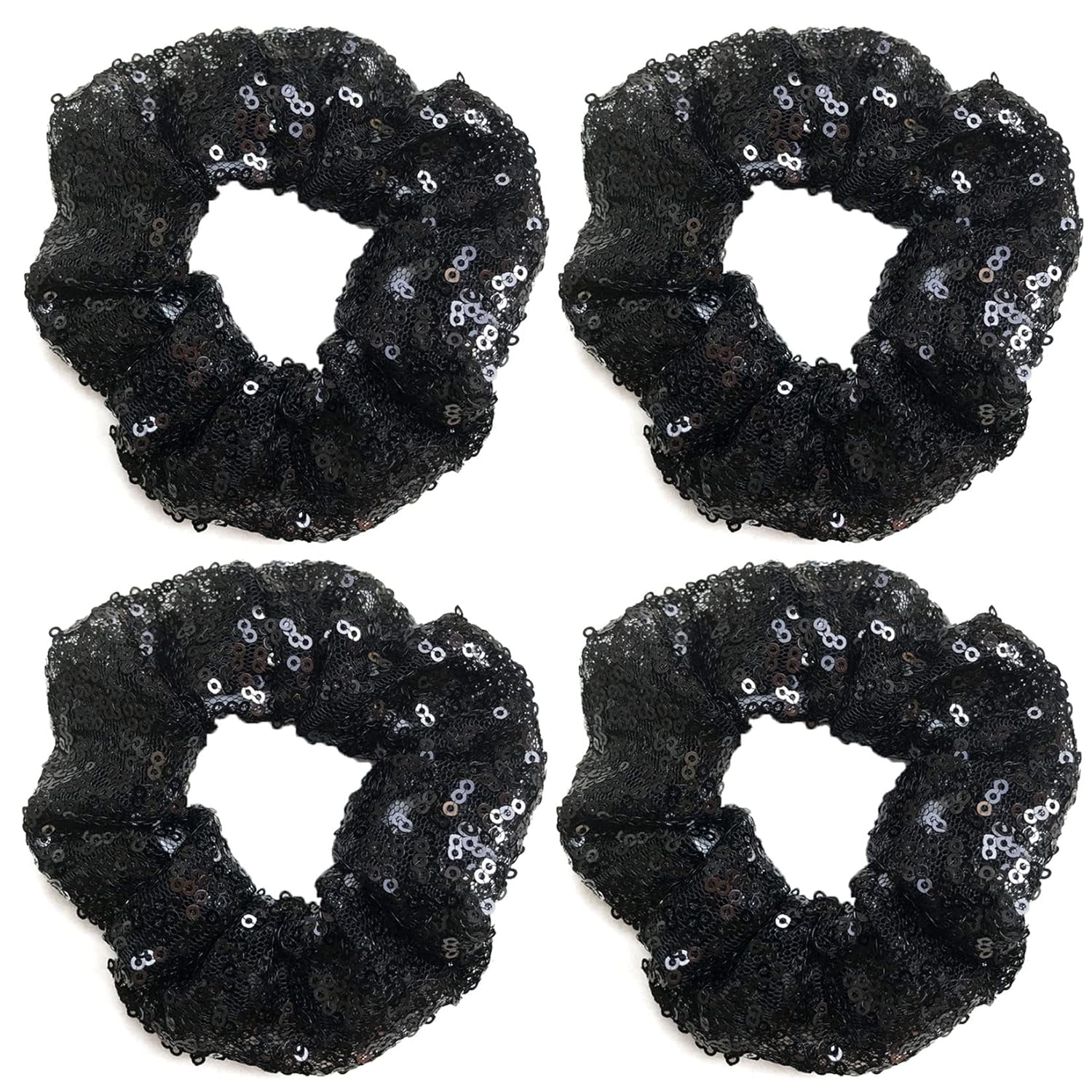 4Pack Sequin Hair Scrunchies ,Sparkle Elastics Hair Ties Glitter ...