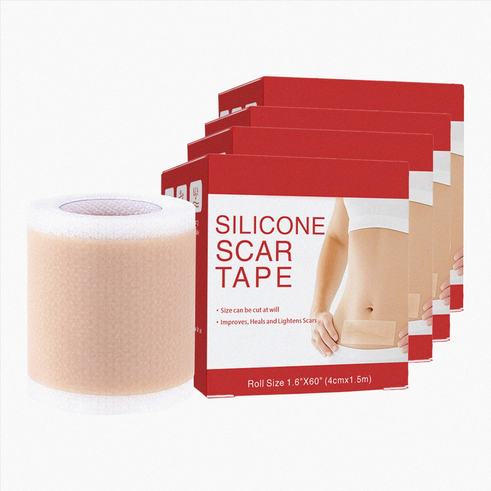 4Pack Silicone Scar Plasters - 1.6"X60" Silicone Scar Plasters for the ...