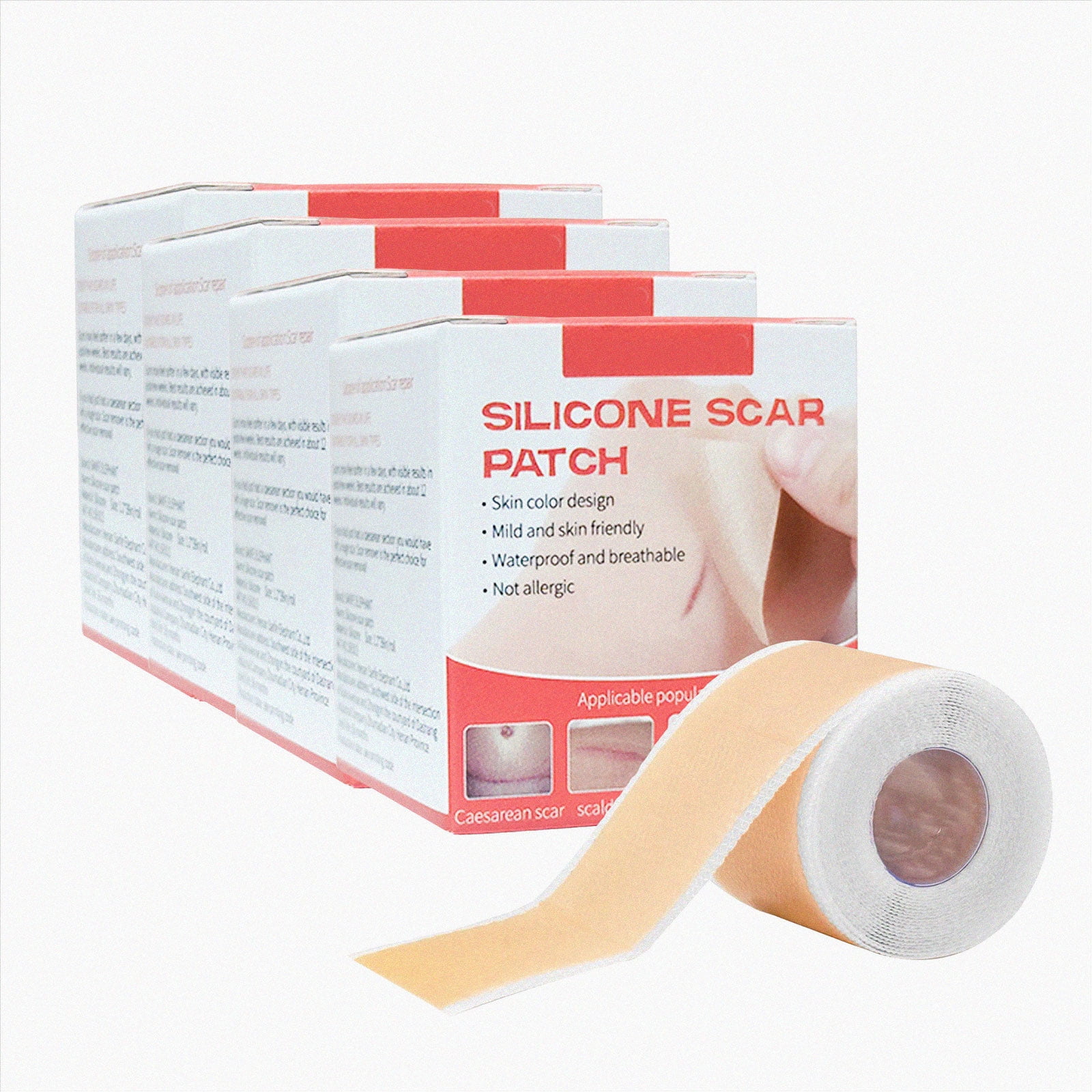 4Pack Silicone Scar Plasters - 4 X 100 Cm Silicone Scar Plasters for ...
