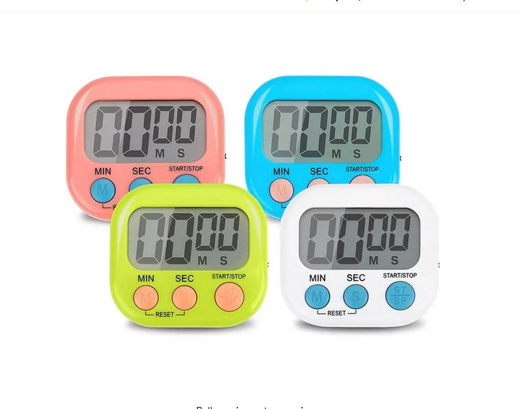4Pack Small Digital Kitchen Timer Back and ON/Off Switch,Minute Second ...