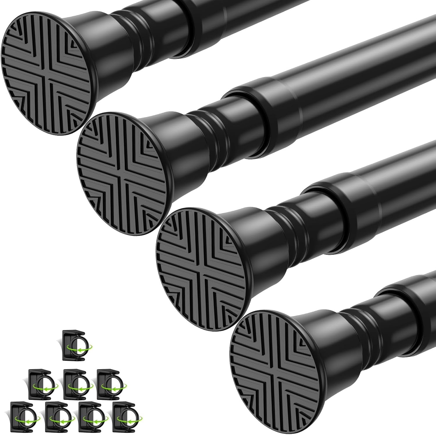 4Pack Small Tension Rods 18-36Inch Black Adjustable Curtain Rod No ...