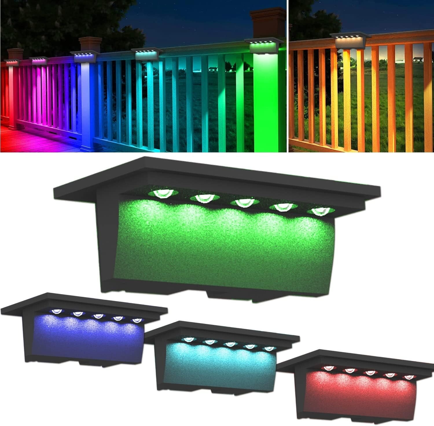 4Pack Solar Deck Lights Outdoor Waterproof LED Pathway Stairs Step ...