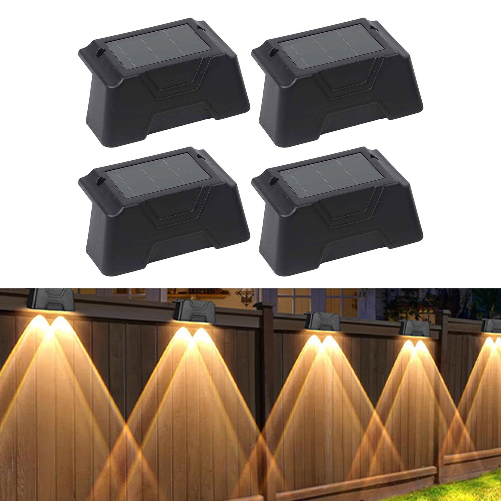 4Pack Solar Lighting For Fences Ip65 Waterproof Easy Setup For Outdoor ...
