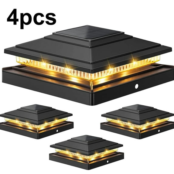 4Pack Solar Post Lights for 4x4 6x6 Wood Vinyl Posts, Deck Cap Lights ...