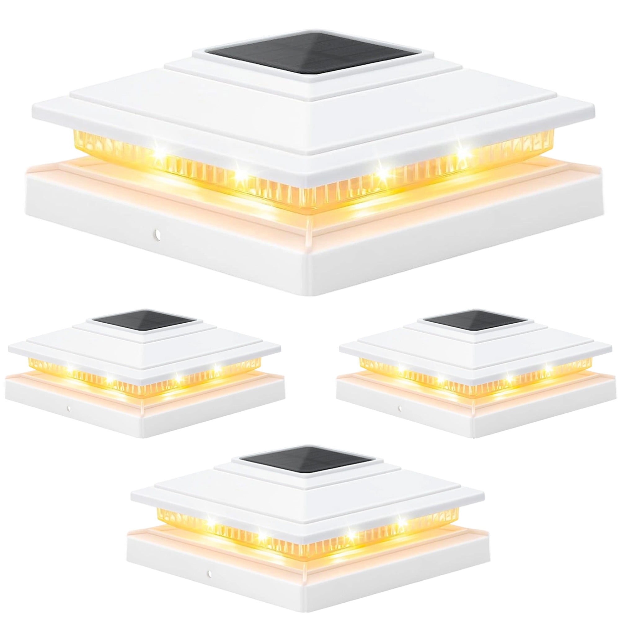 4Pack Solar Post Lights for 4x4 6x6 Wood Vinyl Posts, Deck Cap Lights ...