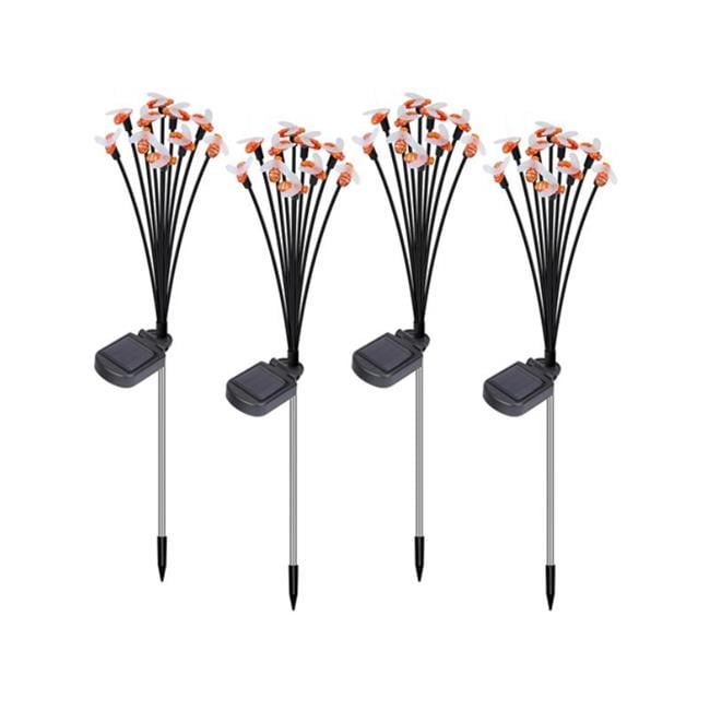 4Pack Solar Powered Stake Bee Light 2 Lighting Mode Lifelike Firefly ...