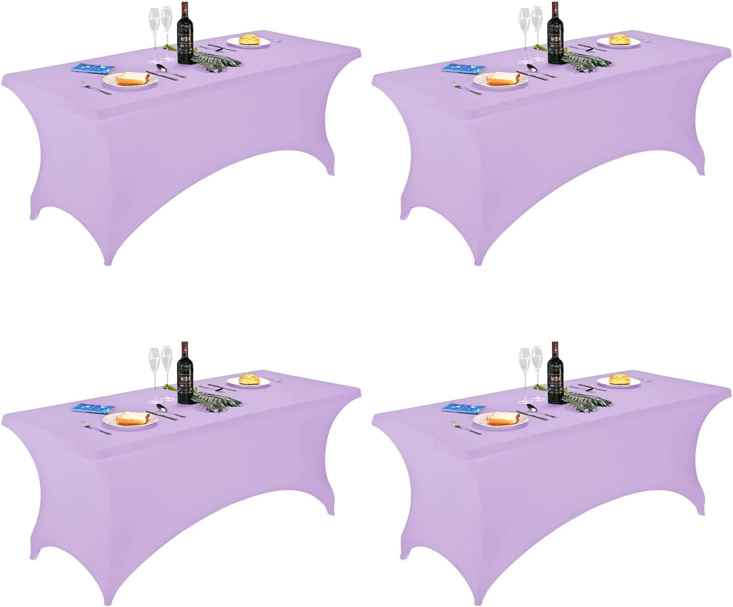 4Pack Spandex Table Covers 6ft，Fitted Tablecloth for 6ft Rectangular ...