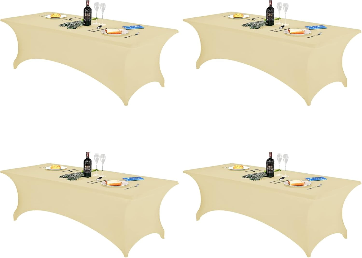 4Pack Spandex Table Covers 8ft，Fitted Tablecloth for 8ft Rectangular ...