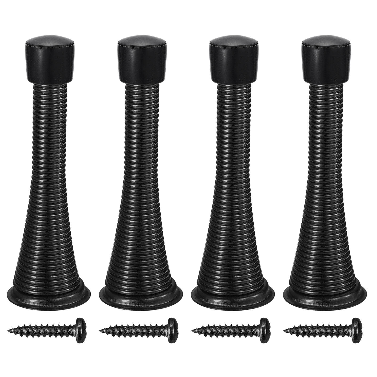 4Pack Spring Door Stopper, 3" Flexible Door Stop with Rubber Bumper ...