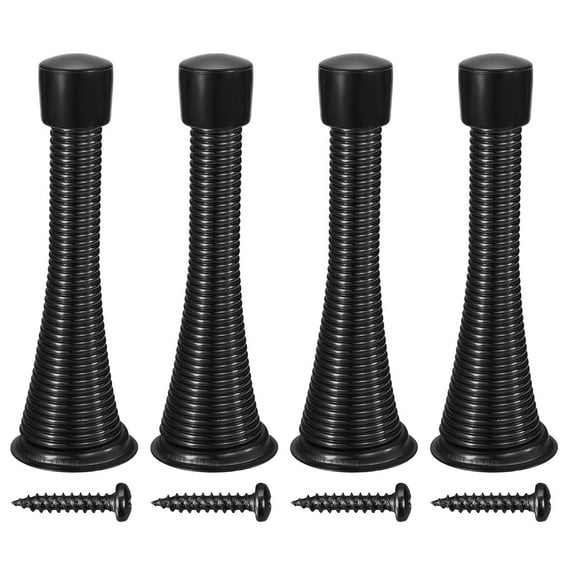 4Pack Spring Door Stopper, 3" Flexible Door Stop with Rubber Bumper ...