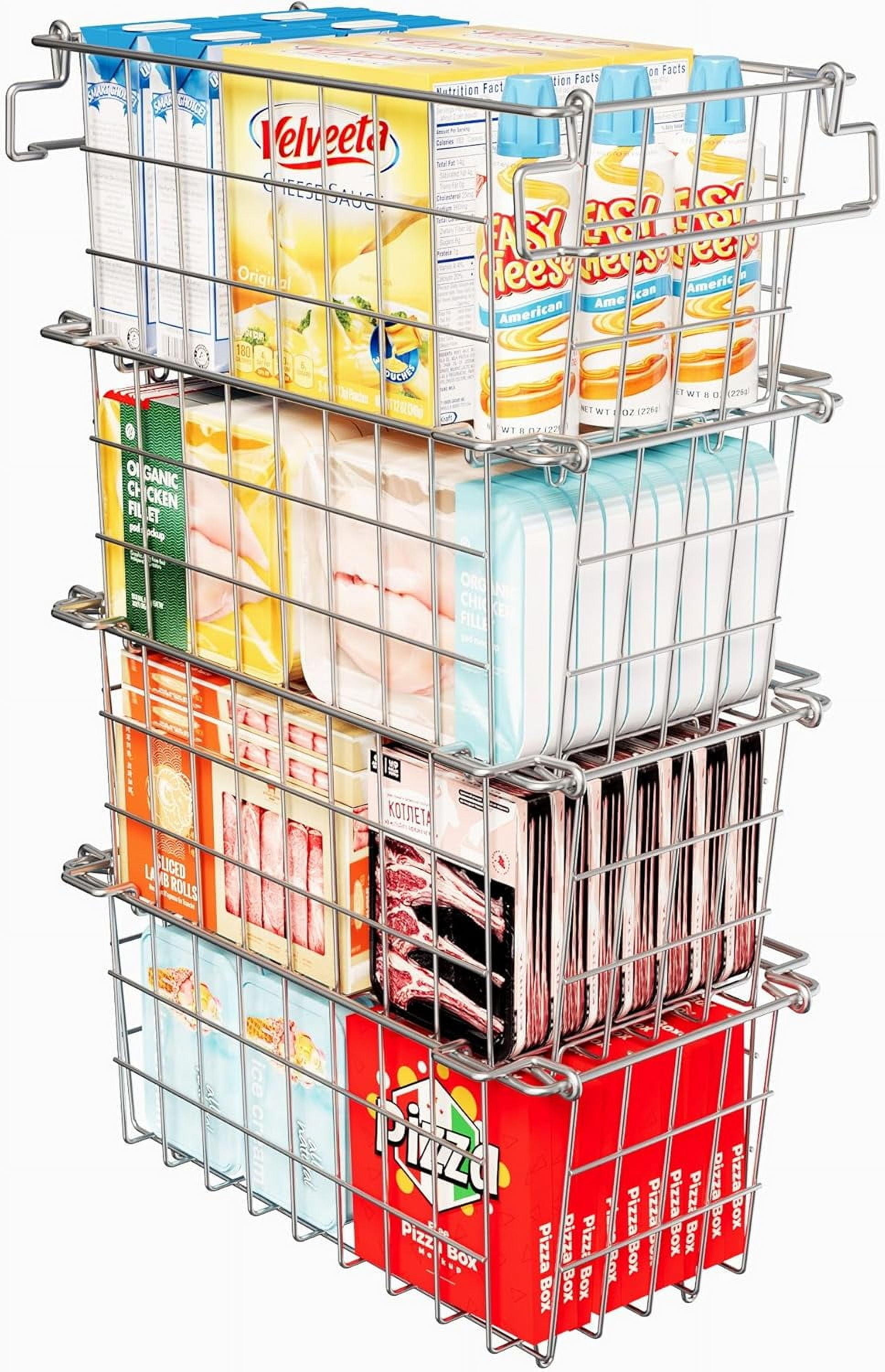 4Pack Stackable Chest Freezer Bins - Deep Freezer Organizer for 7 Cu.FT ...