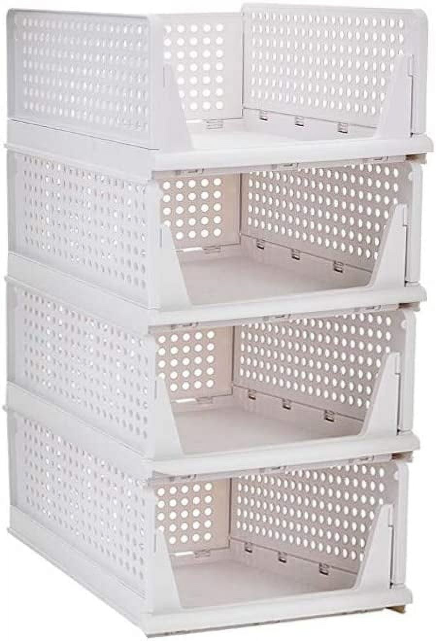 4Pack Stackable Clothes Storage Basket Organizer Sliding Cabinet Drawer ...
