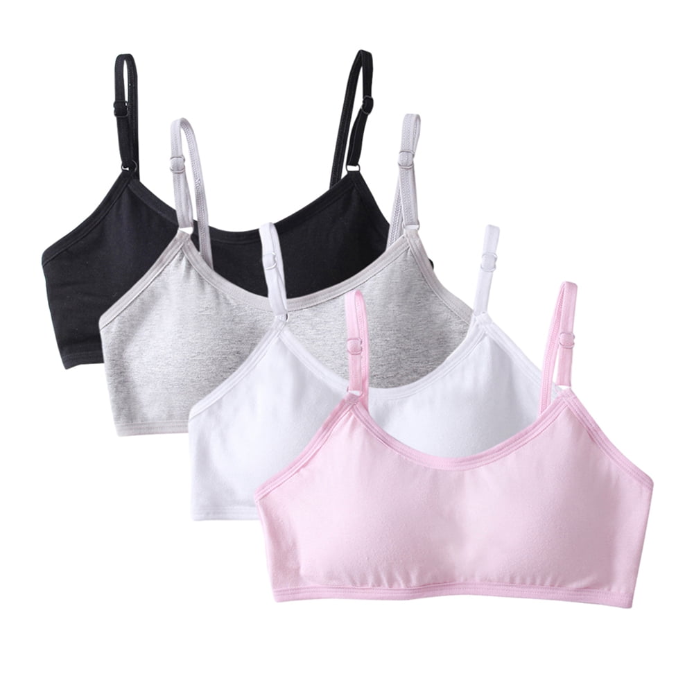 4Pack Teen Girls Training Bras, Back Closure Spaghetti Straps Camisole ...