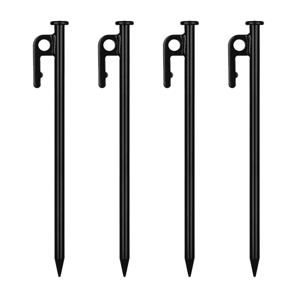 4Pack Tent Stakes Heavy Duty, Metal Tent Stakes Lightweight, Black ...